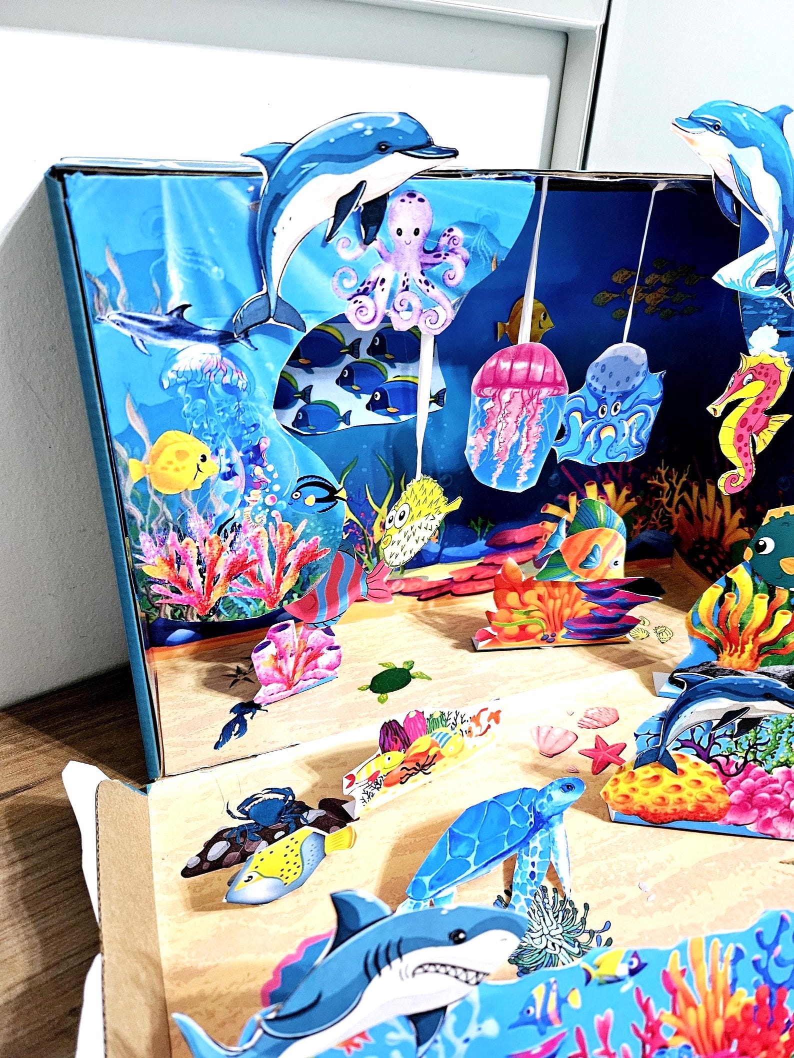 Printable Shoebox Ocean Diorama: Fish Shark Sea Animals Miniature ...