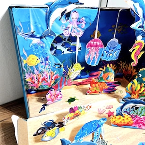Printable Shoebox Ocean Diorama: Fish Shark Sea Animals Habitat Kids ...