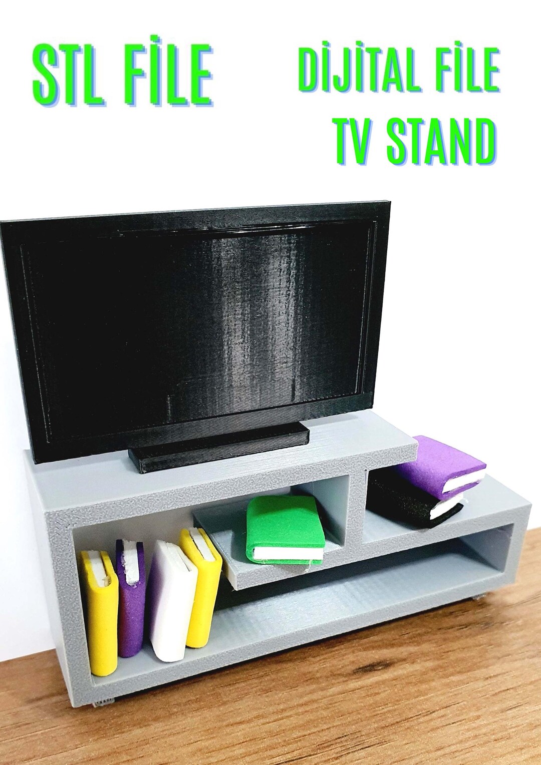 Stl File Dijital File Miniature Mini Tv Stand ,television Shelf Unit ...