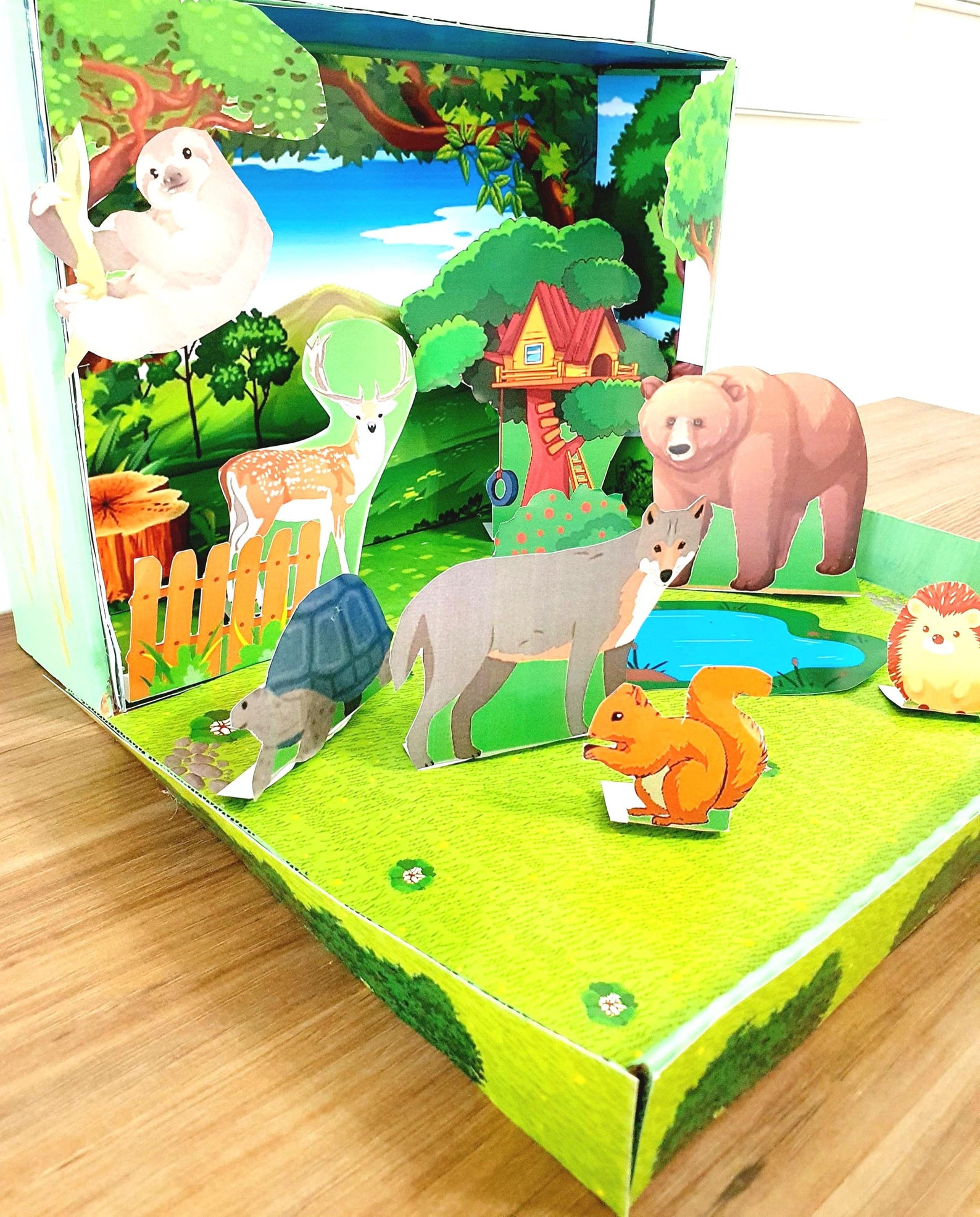 Printable Shoebox Diorama,green Forest Habitat Animals Nature Miniature ...