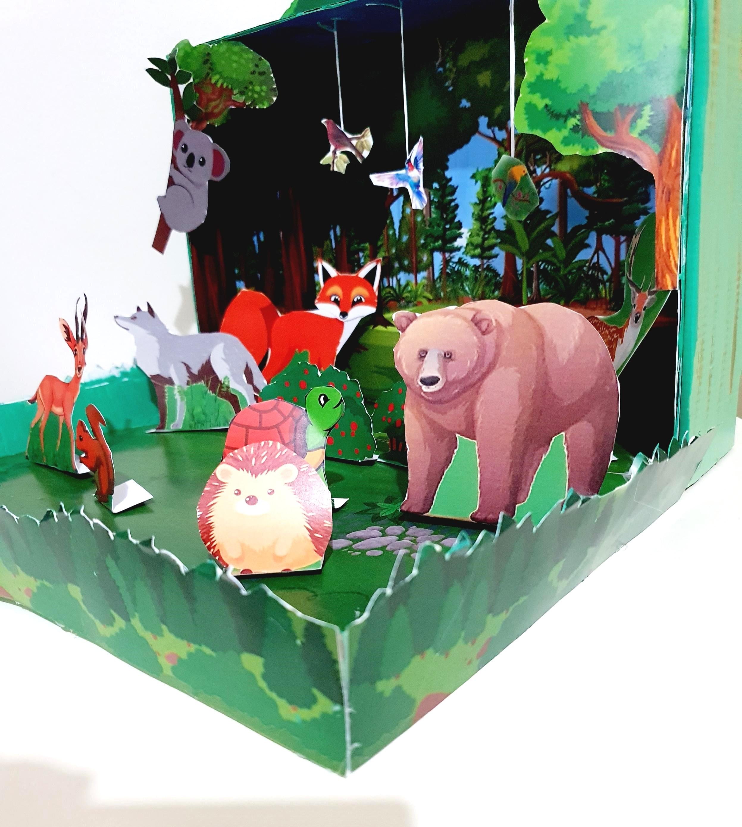 Printable Shoebox Diorama,green Forest Habitat Animals Nature Miniature ...