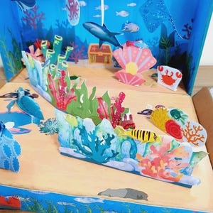 Printable Shoebox Ocean Diorama: Sea Habitat Animals Fish Shark Project ...