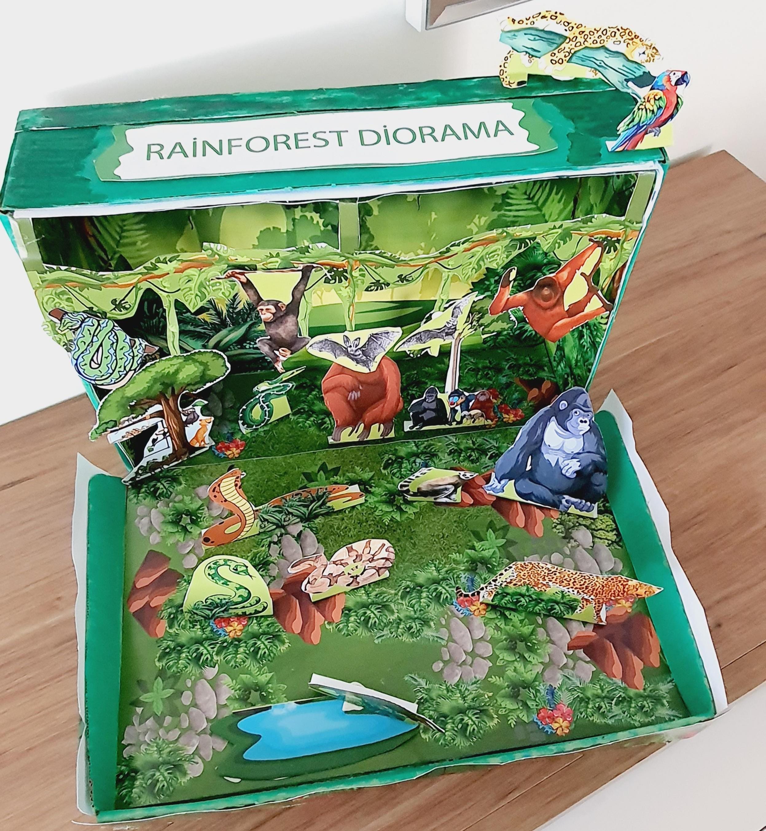 Printable Shoebox Diorama Rainforest: Tropikal Animals Habitat Project ...
