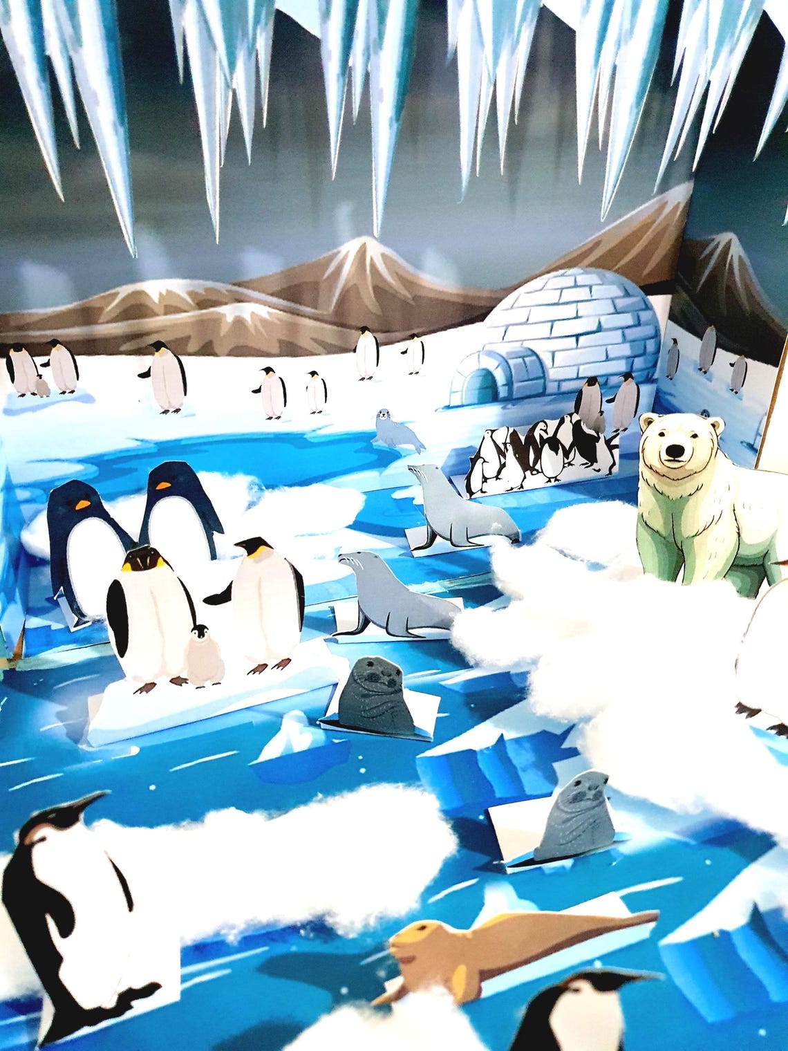 Printable Shoebox Diorama,polar North Pole Animals Bear Penguins ...