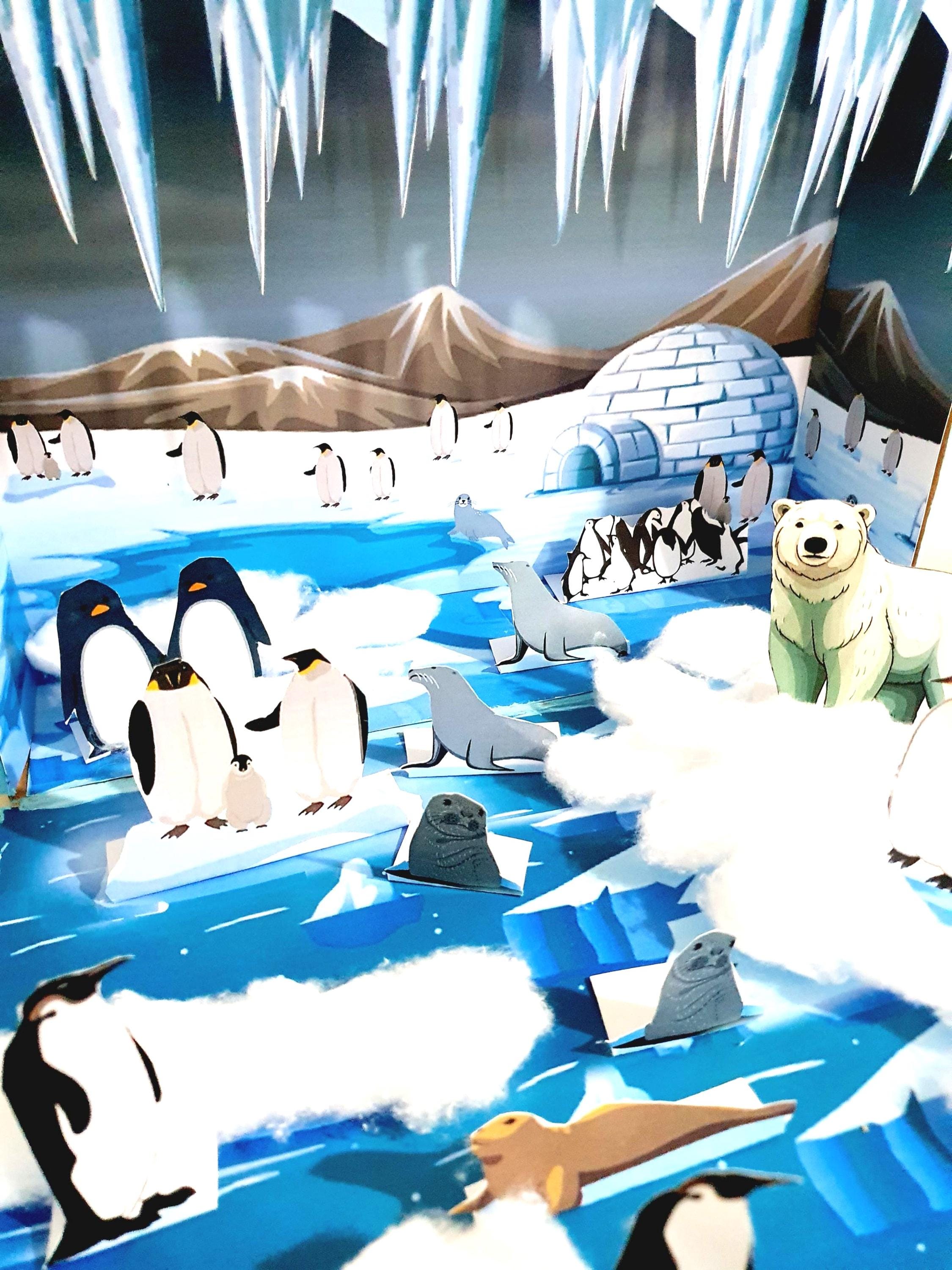 Printable Shoebox Polar Diorama: North Pole Animals Bear Penguins ...