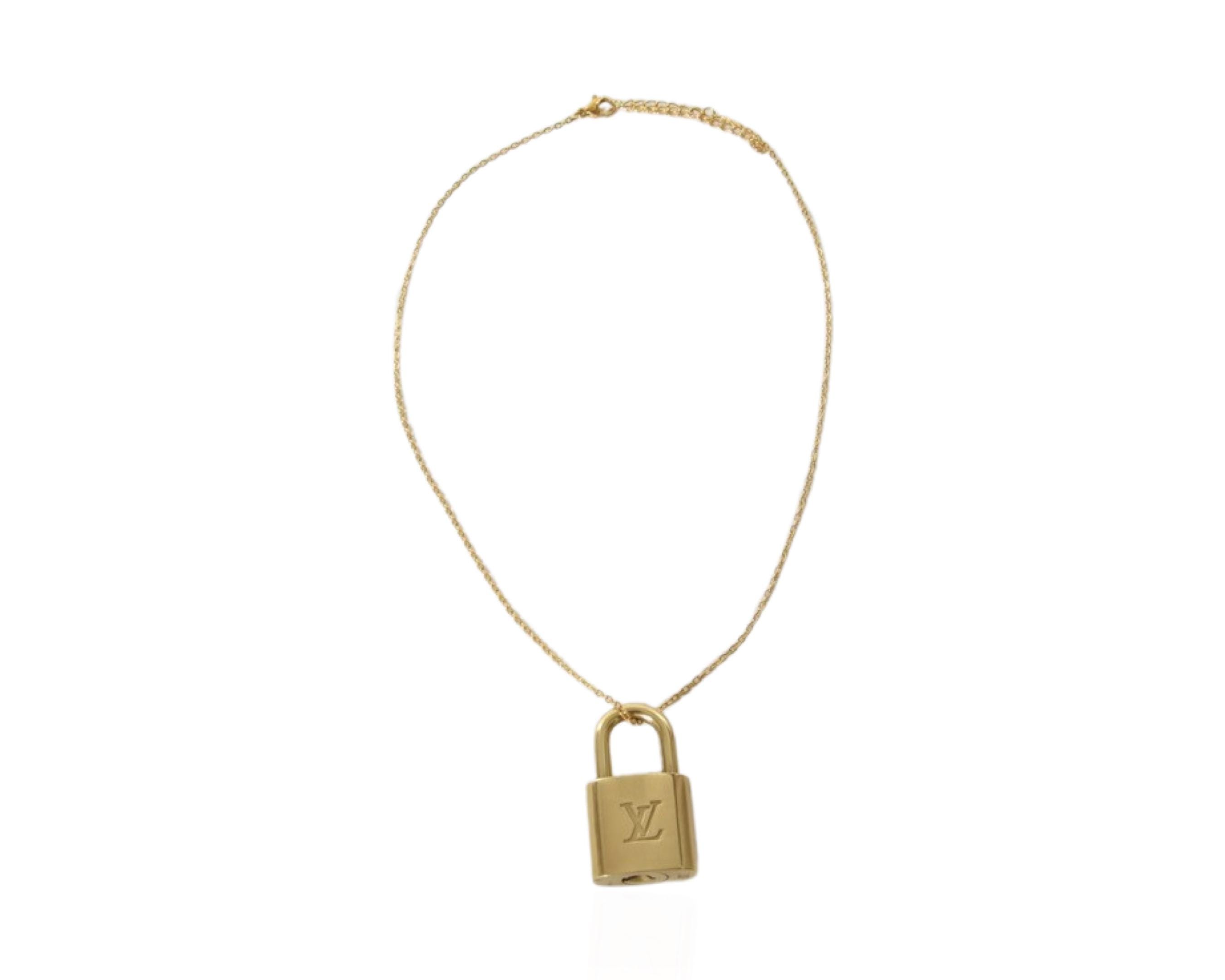 Louis Vuitton Necklace Lock Pendant Padlock Vintage Brass Charm ...
