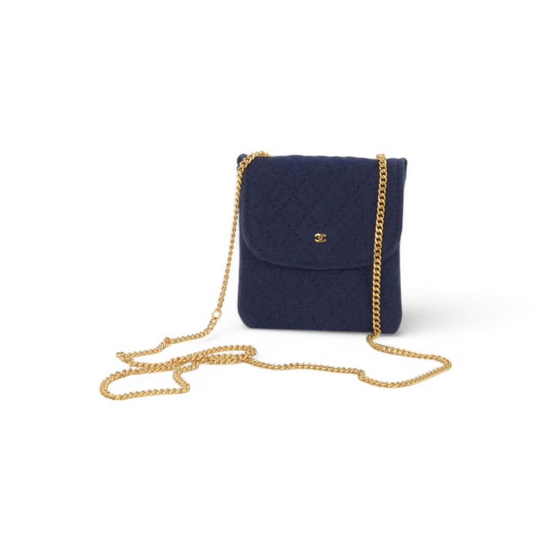 Chanel Micro Mini Matelasse Bag Chain Bag Coco Mark Shoulder Pouch Navy ...