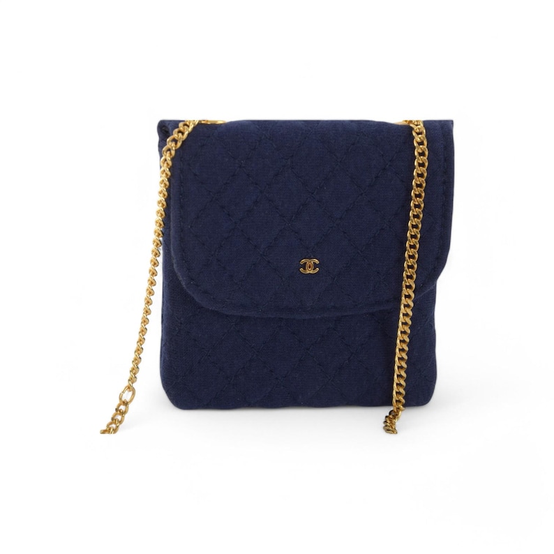 Chanel Micro Mini Matelasse Bag Chain Bag Coco Mark Shoulder Pouch Navy ...