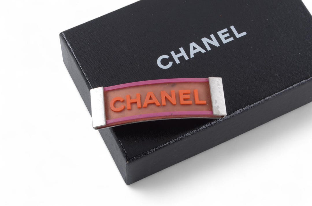 Chanel Hair Pin Clip Barrette Logo CC Accessory Vintage Multicolor Pink ...