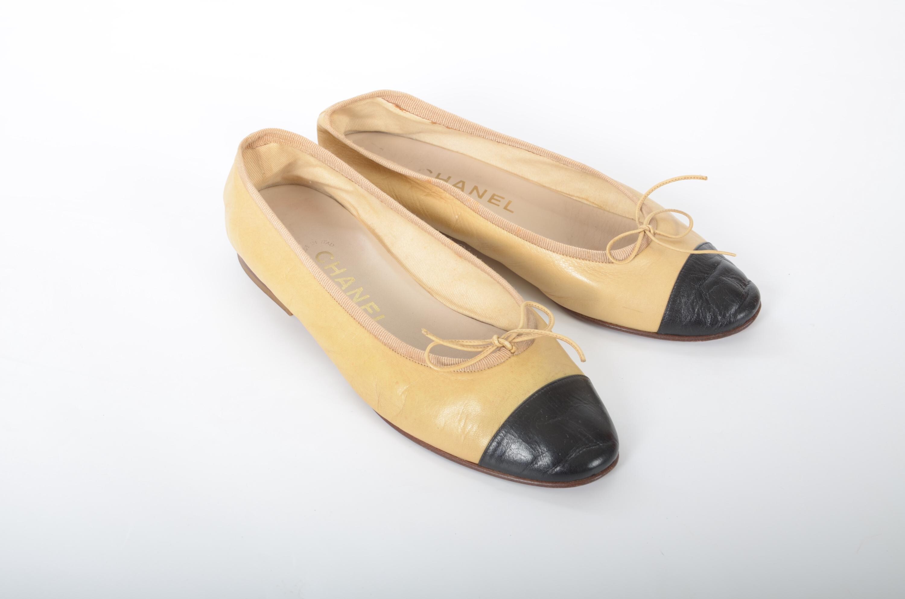 Chanel Ballet Flats Shoes Ballerina Ballet Flat Pumps Ribbon Leather ...