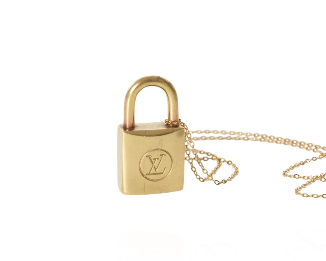 Louis Vuitton Necklace Lock Pendant Padlock Vintage Brass Charm ...