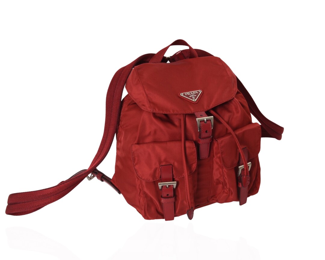 Prada Vintage Red Tessuto Nylon Backpack Bag - Etsy