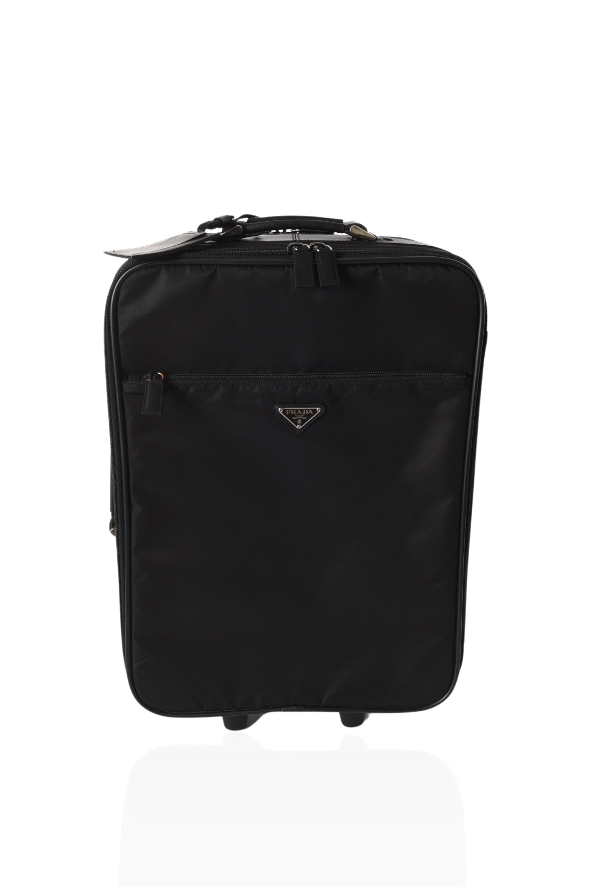 Prada Black Tessuto Nylon Leather Suitcase Rolling Travel Luggage Cabin ...