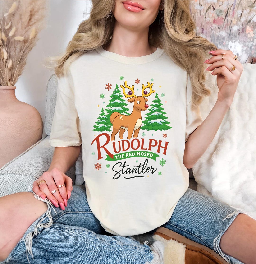 Rudolph the Red-nosed Stantler T-shirt | Christmas Reindeer Graphic - Etsy