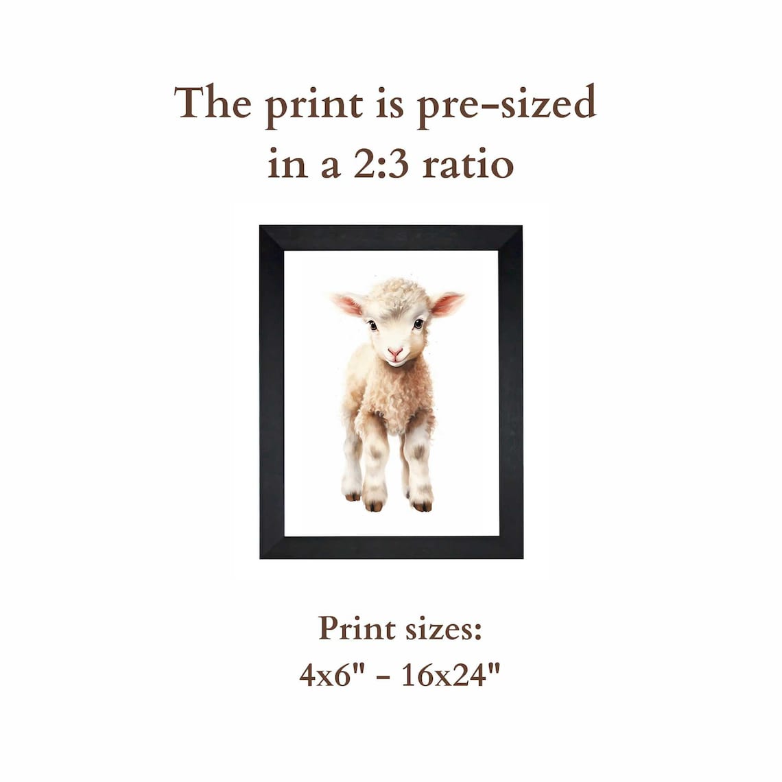 Cute Lamb Printable Wall Art, Watercolor Lamb Print, Nursery Wall Art ...