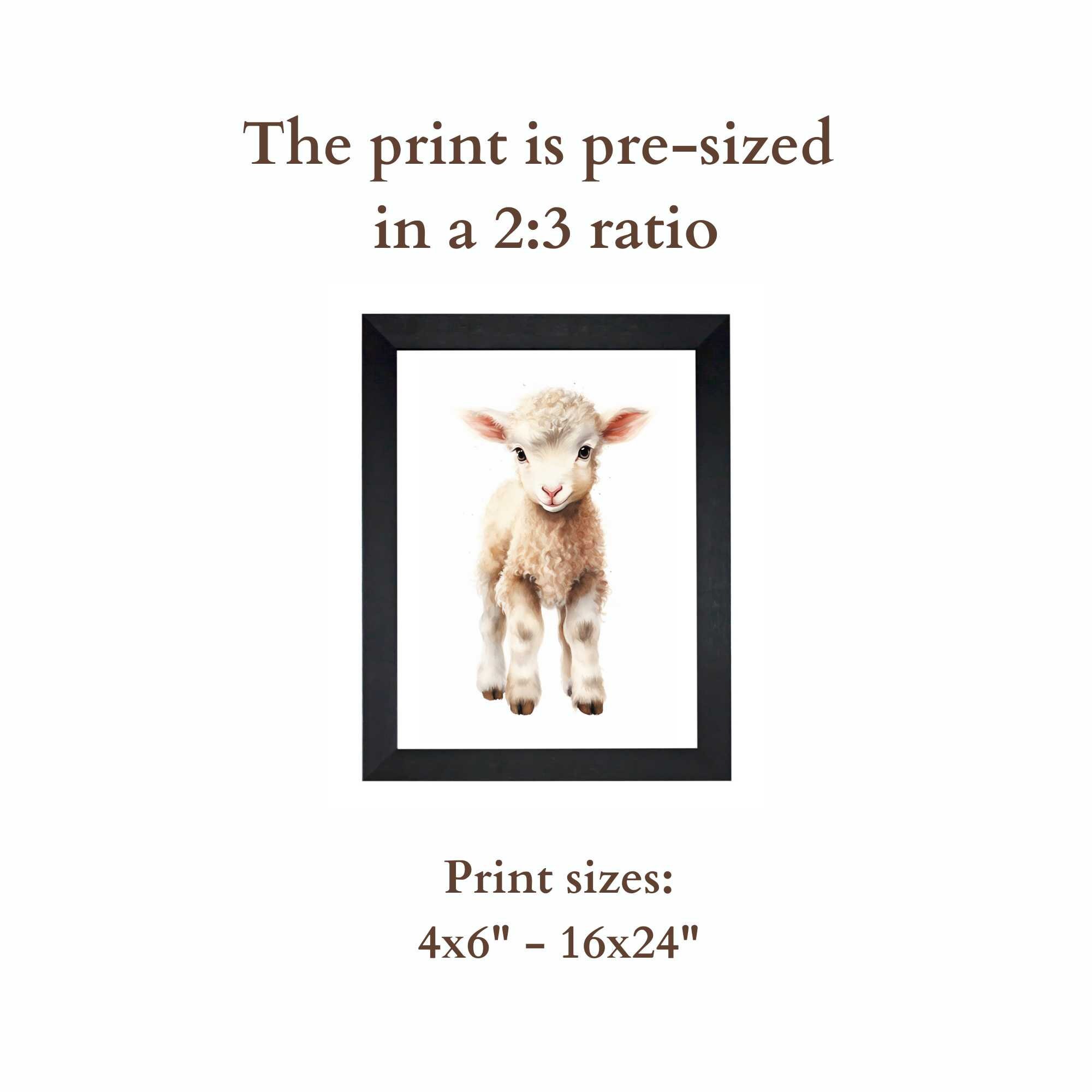 Cute Lamb Printable Wall Art, Watercolor Lamb Print, Nursery Wall Art ...