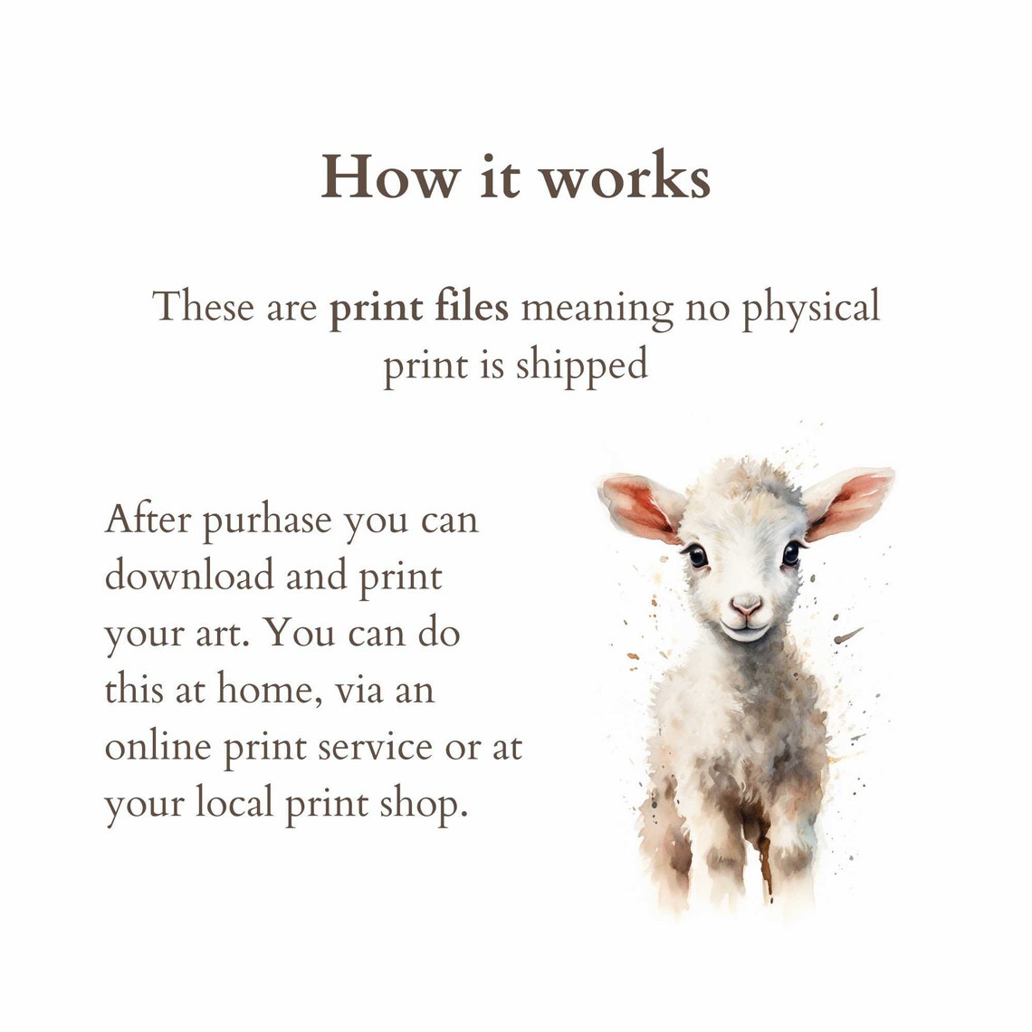 Cute Lamb Printable Wall Art, Watercolor Lamb Print, Nursery Wall Art ...