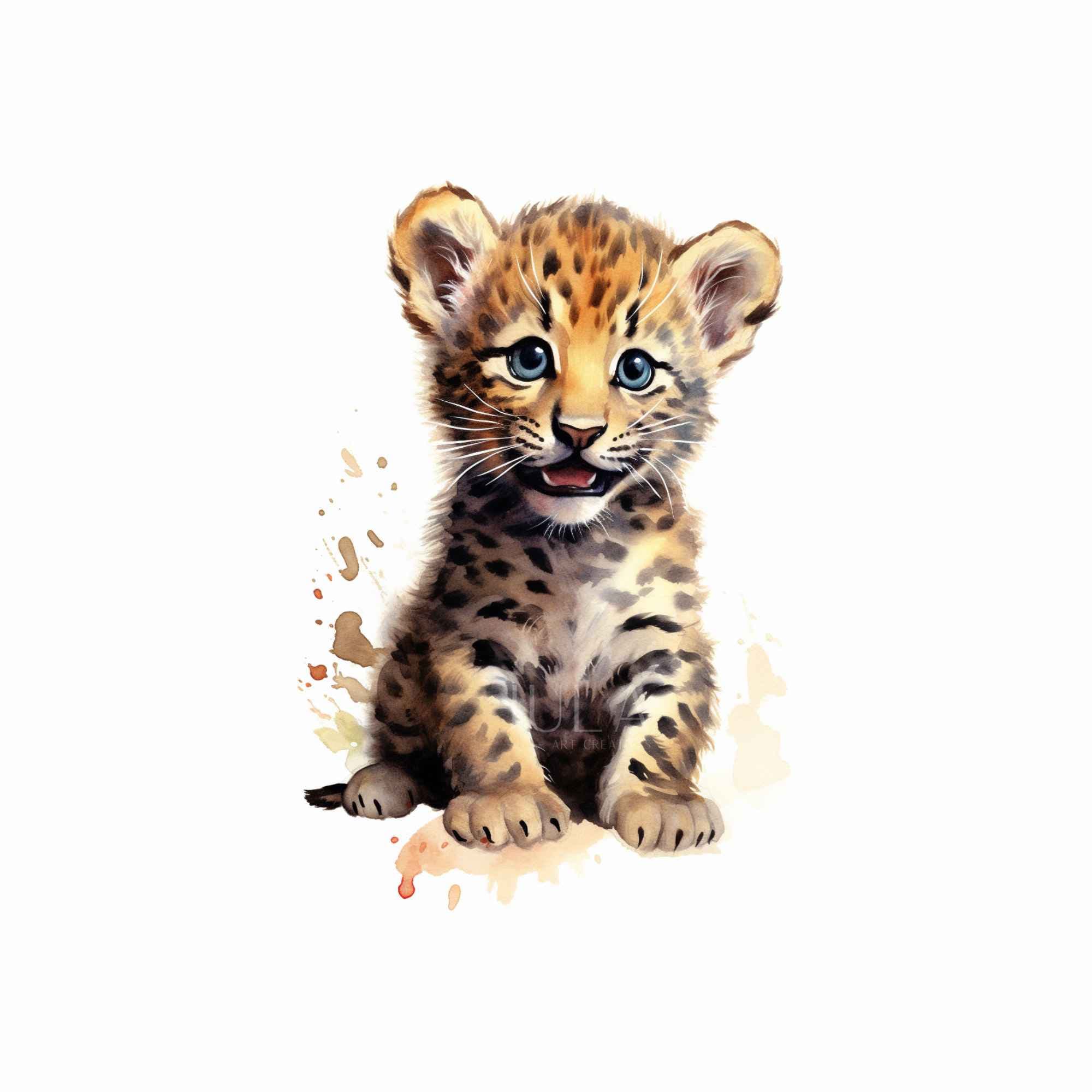 Cute Baby Leopard Cub Print, Happy Baby Leopard Printable Wall Art ...