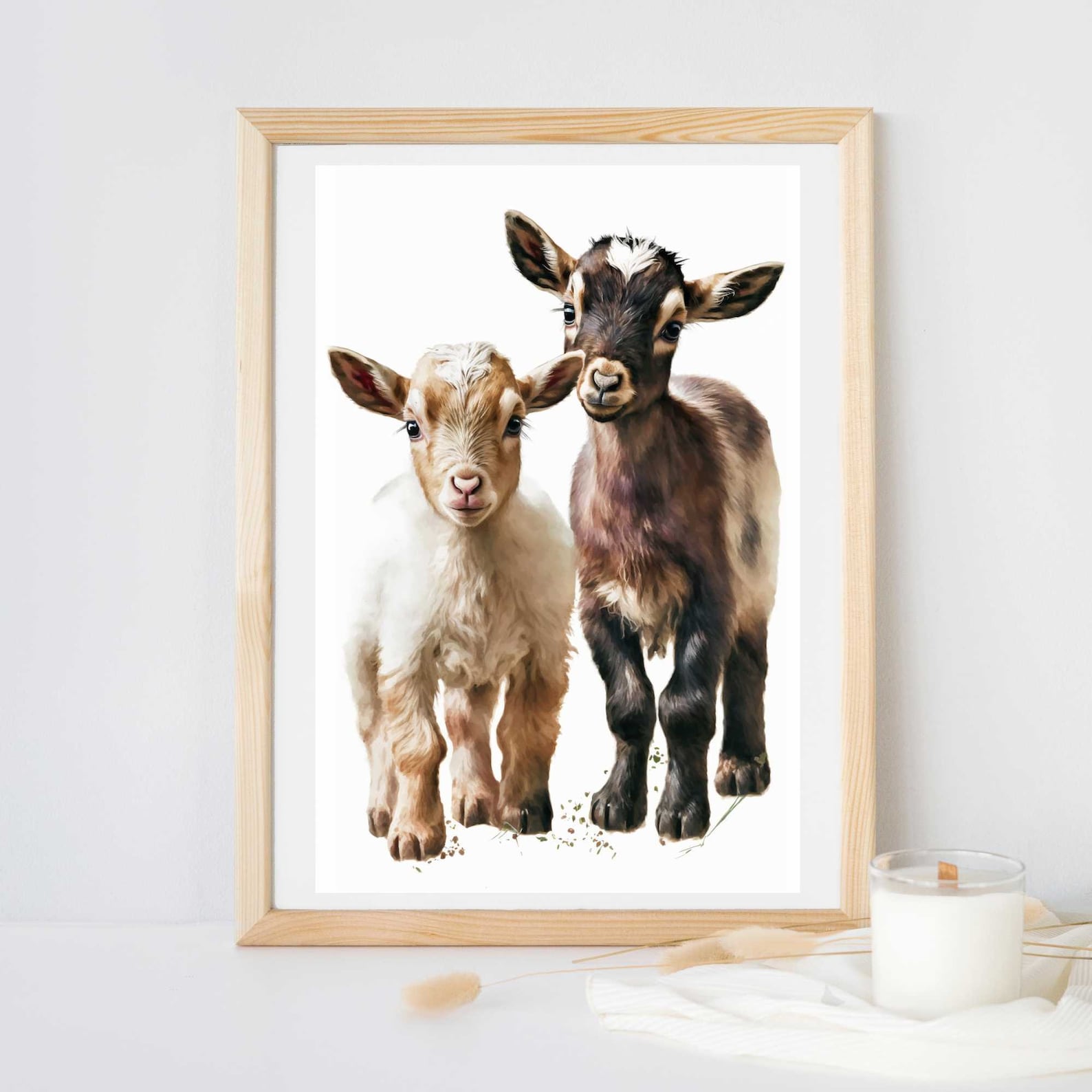 Two Baby Goats Printable Wall Art, Watercolor Goats Print, Nursery Wall ...
