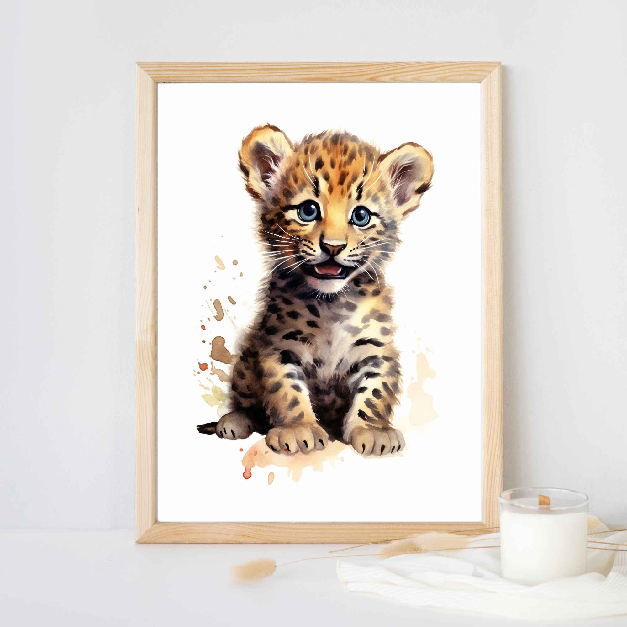 Cute Baby Leopard Cub Print, Happy Baby Leopard Printable Wall Art ...