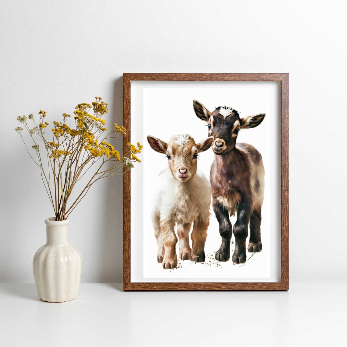Two Baby Goats Printable Wall Art, Watercolor Goats Print, Nursery Wall ...