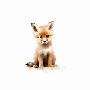 Cute Fox Printable Wall Art, Watercolor Baby Fox Print, Nursery Wall ...