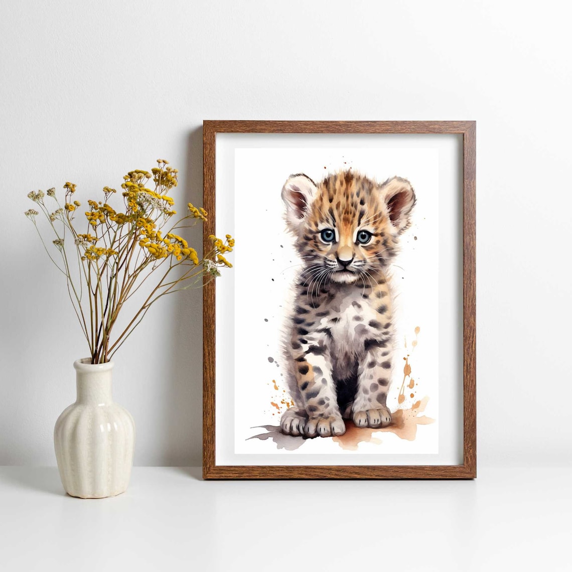Watercolor Leopard Cub Print, Baby Leopard Printable Wall Art, Nursery ...