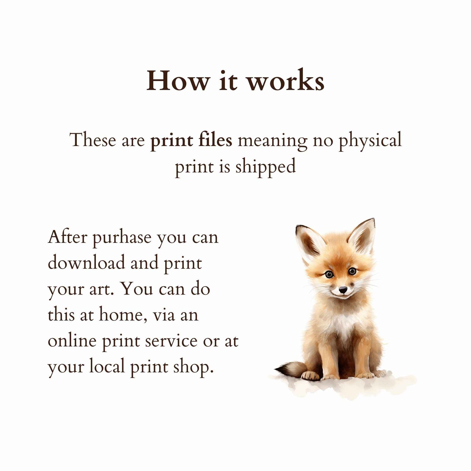 Cute Fox Printable Wall Art, Watercolor Baby Fox Print, Nursery Wall ...