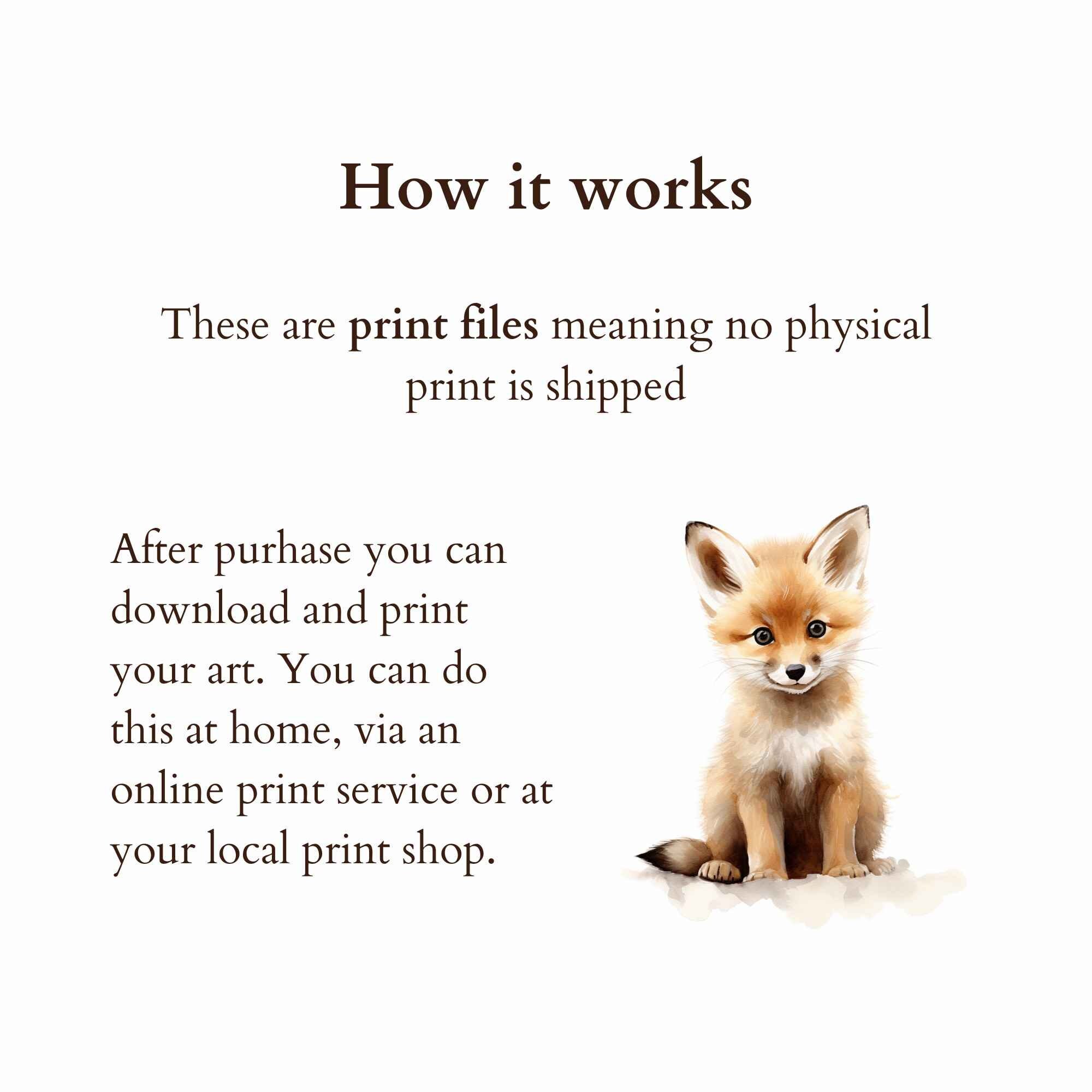 Cute Fox Printable Wall Art, Watercolor Baby Fox Print, Nursery Wall ...