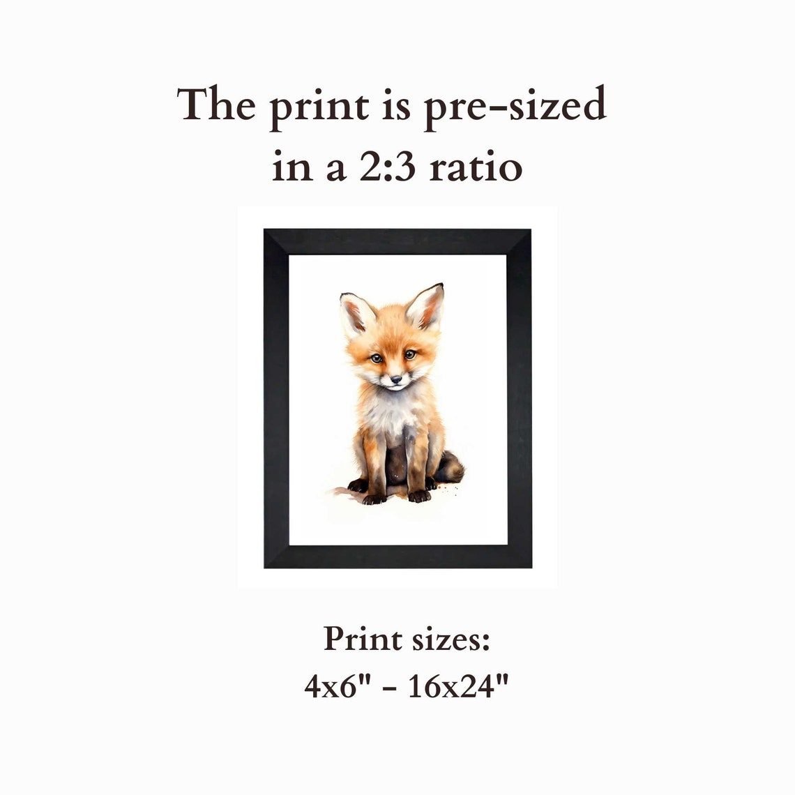 Baby Fox Printable Wall Art, Watercolor Baby Fox Print, Nursery Wall ...