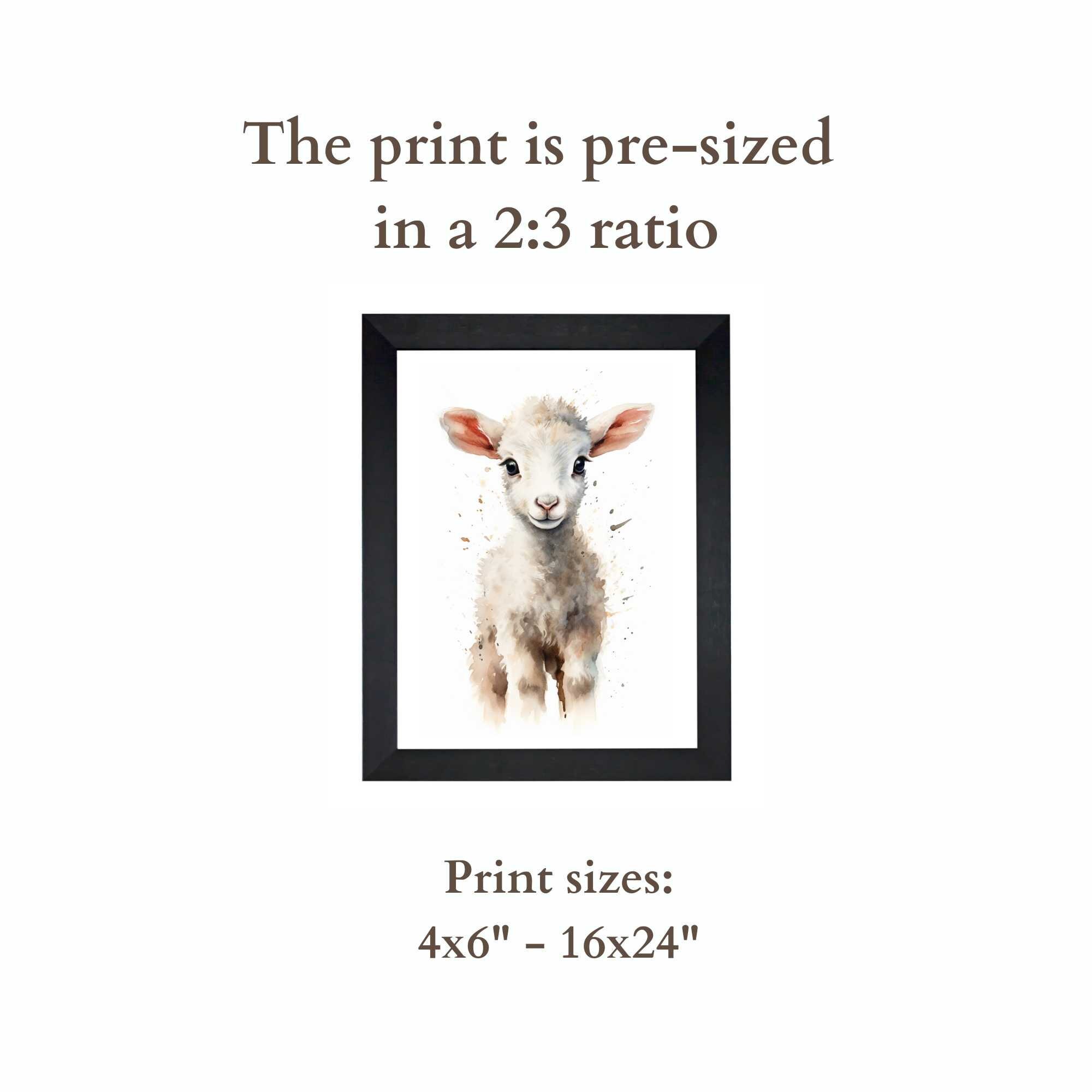 Cute Lamb Printable Wall Art, Watercolor Lamb Print, Nursery Wall Art ...