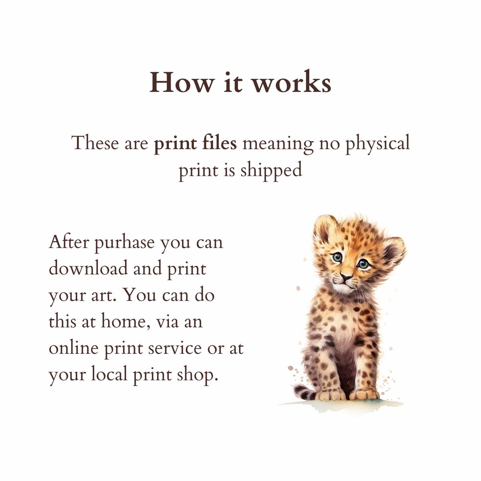Watercolor Print of A Shy Leopard Cub, Baby Leopard Printable Wall Art ...