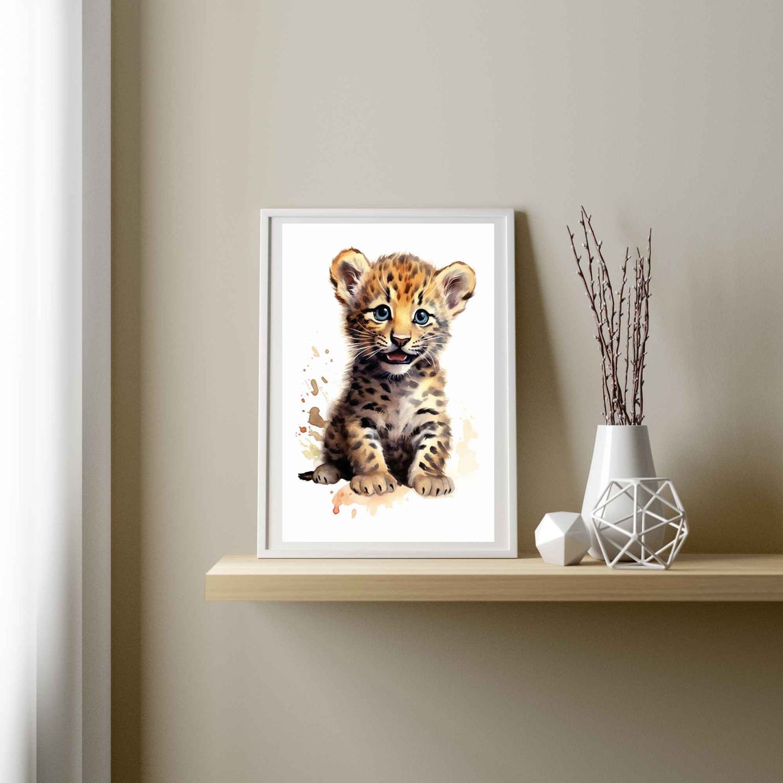 Cute Baby Leopard Cub Print, Happy Baby Leopard Printable Wall Art ...