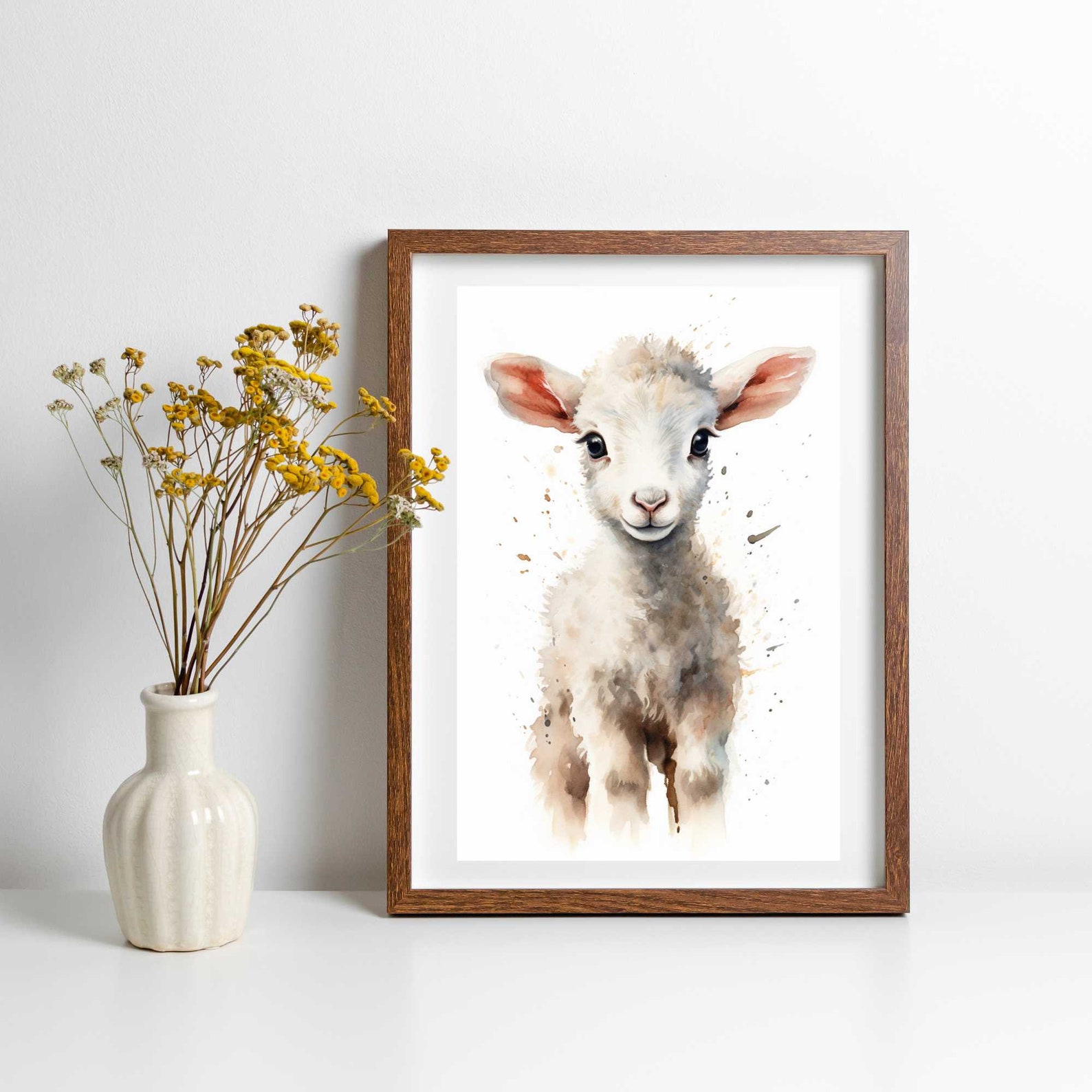 Cute Lamb Printable Wall Art, Watercolor Lamb Print, Nursery Wall Art ...