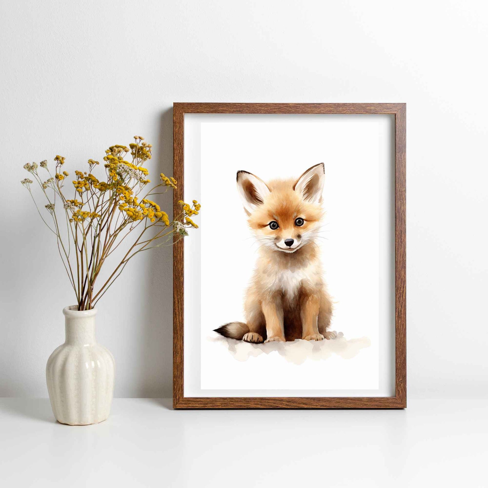 Cute Fox Printable Wall Art, Watercolor Baby Fox Print, Nursery Wall ...