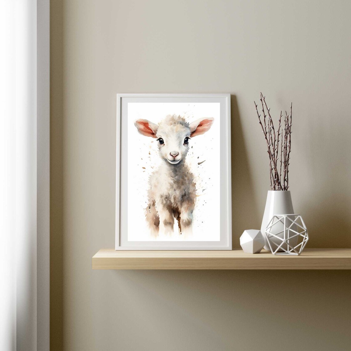 Cute Lamb Printable Wall Art, Watercolor Lamb Print, Nursery Wall Art ...