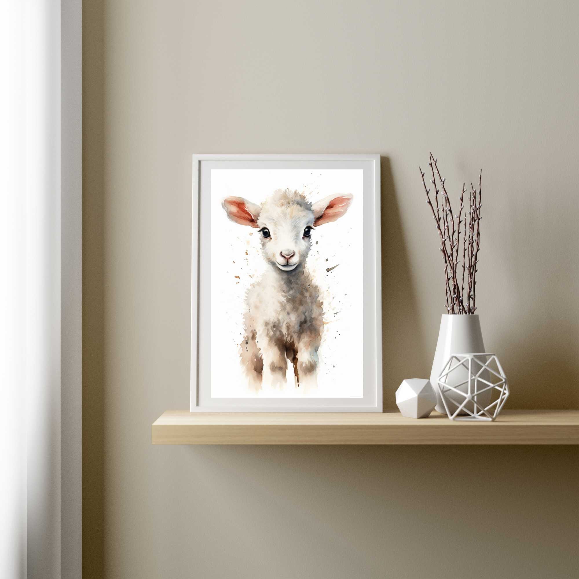 Cute Lamb Printable Wall Art, Watercolor Lamb Print, Nursery Wall Art ...