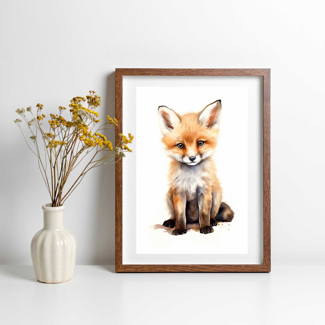 Baby Fox Printable Wall Art, Watercolor Baby Fox Print, Nursery Wall ...