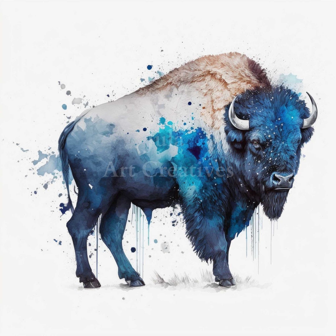 Buffalo Printable Wall Art, Watercolor Buffalo Painting, Kids Room Wall ...