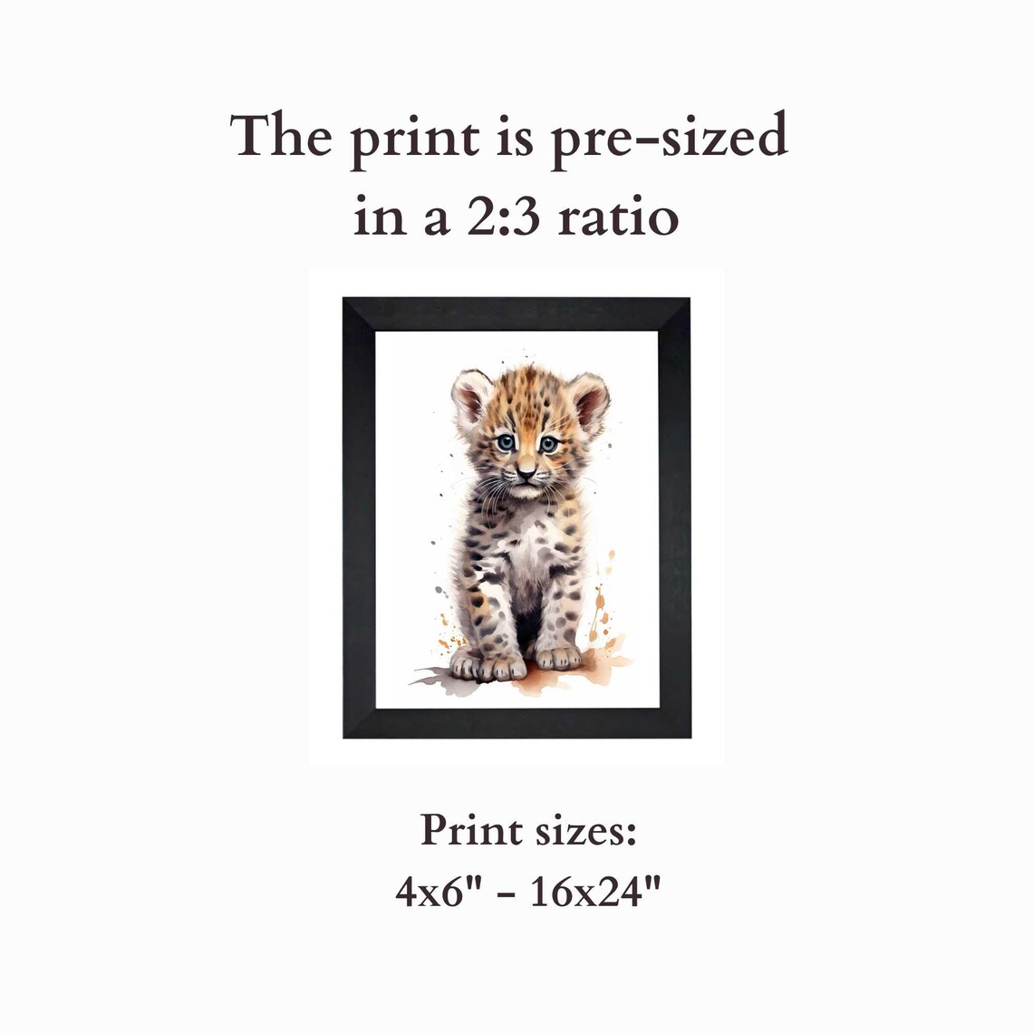 Watercolor Leopard Cub Print, Baby Leopard Printable Wall Art, Nursery ...