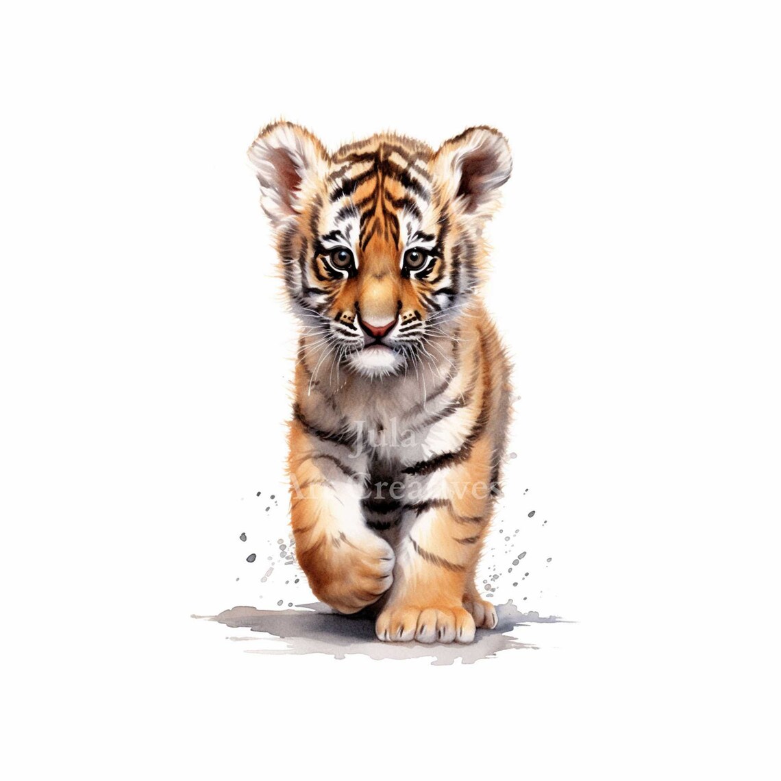 Serious Baby Tiger Printable Wall Art, Watercolor Tiger Cub Print ...
