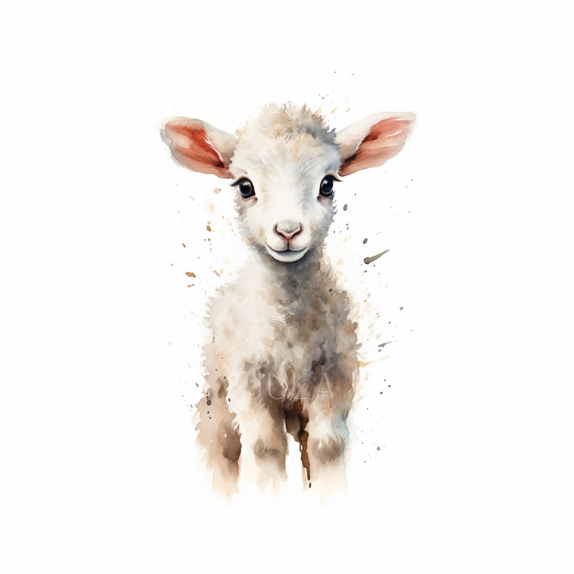 Cute Lamb Printable Wall Art, Watercolor Lamb Print, Nursery Wall Art ...