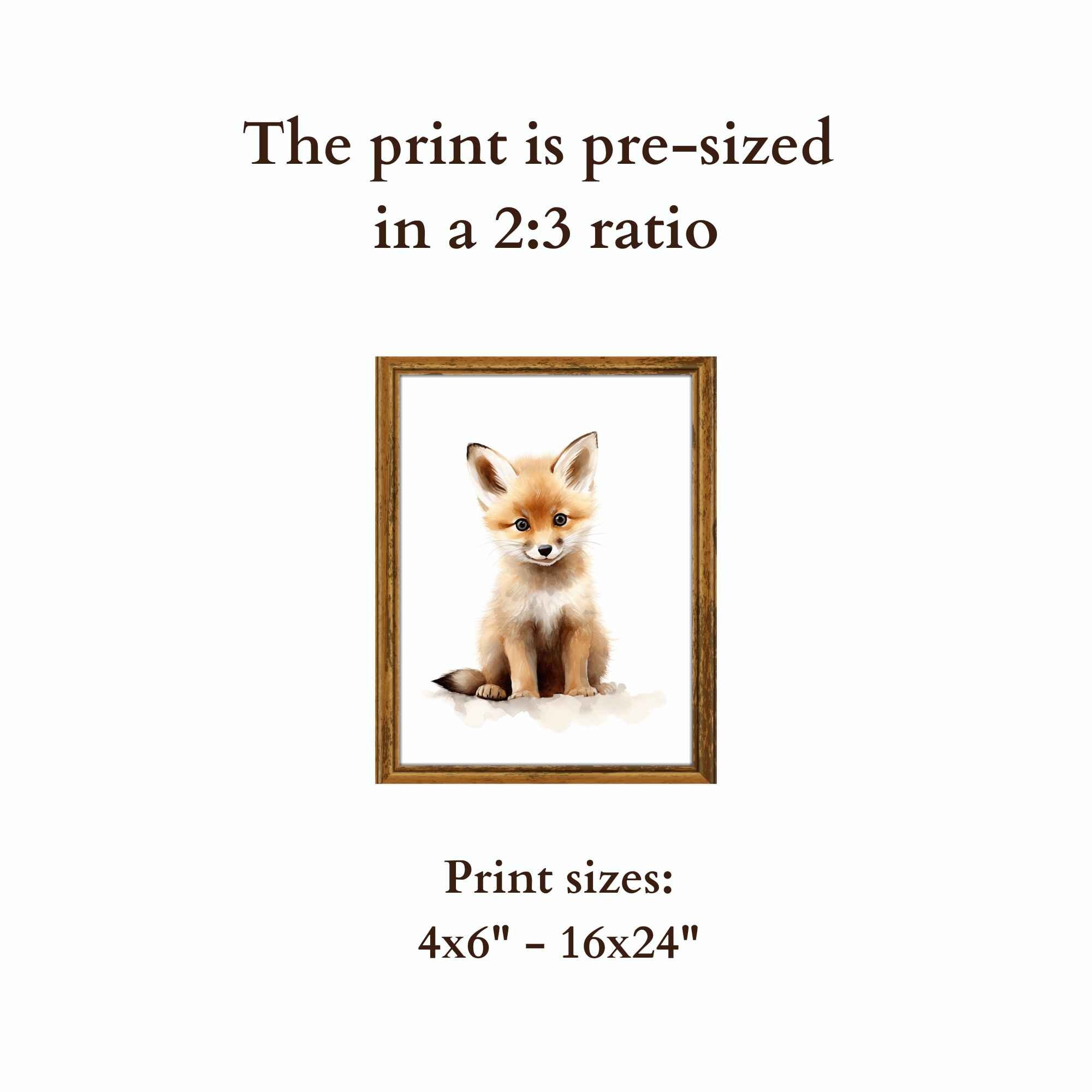 Cute Fox Printable Wall Art, Watercolor Baby Fox Print, Nursery Wall ...