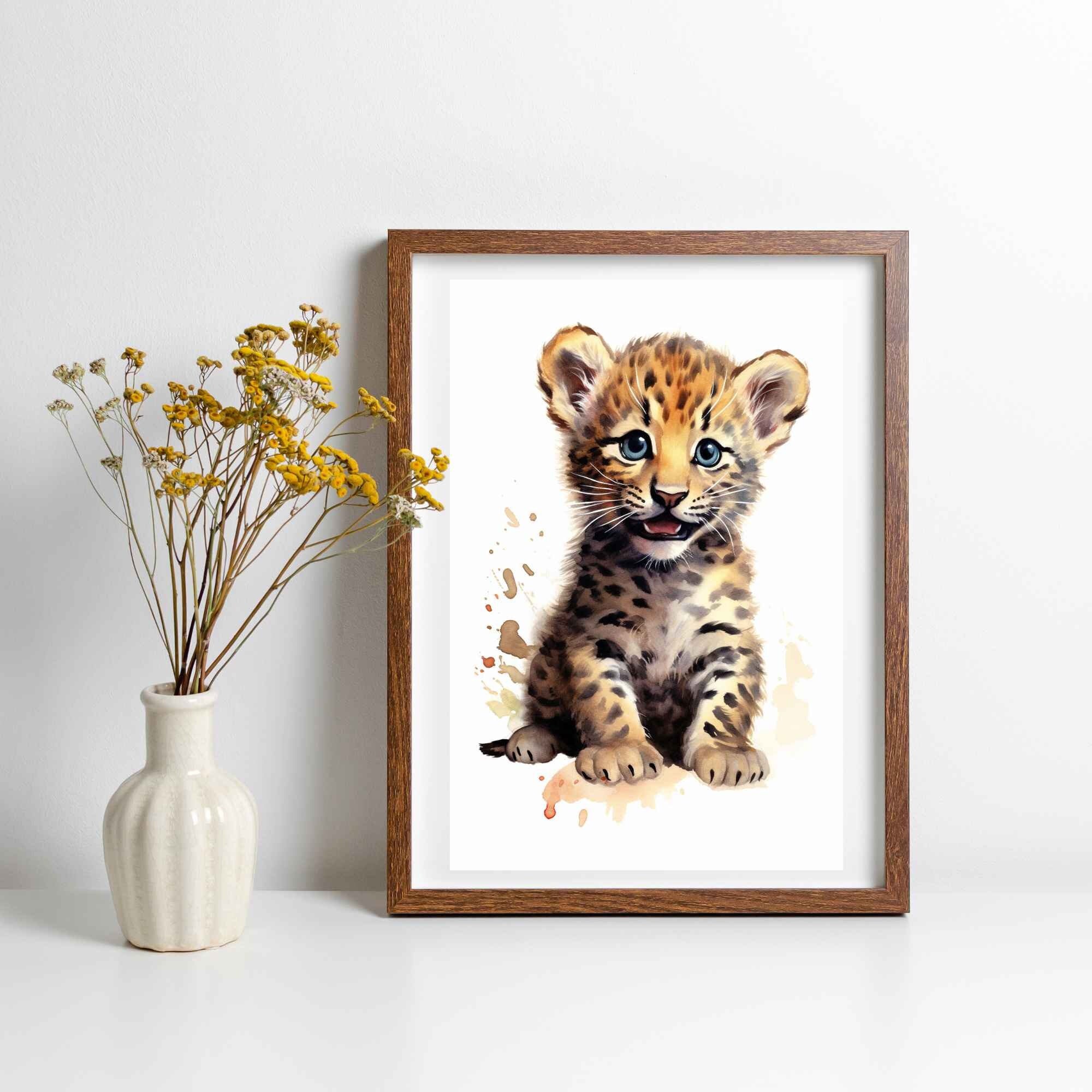 Cute Baby Leopard Cub Print, Happy Baby Leopard Printable Wall Art ...
