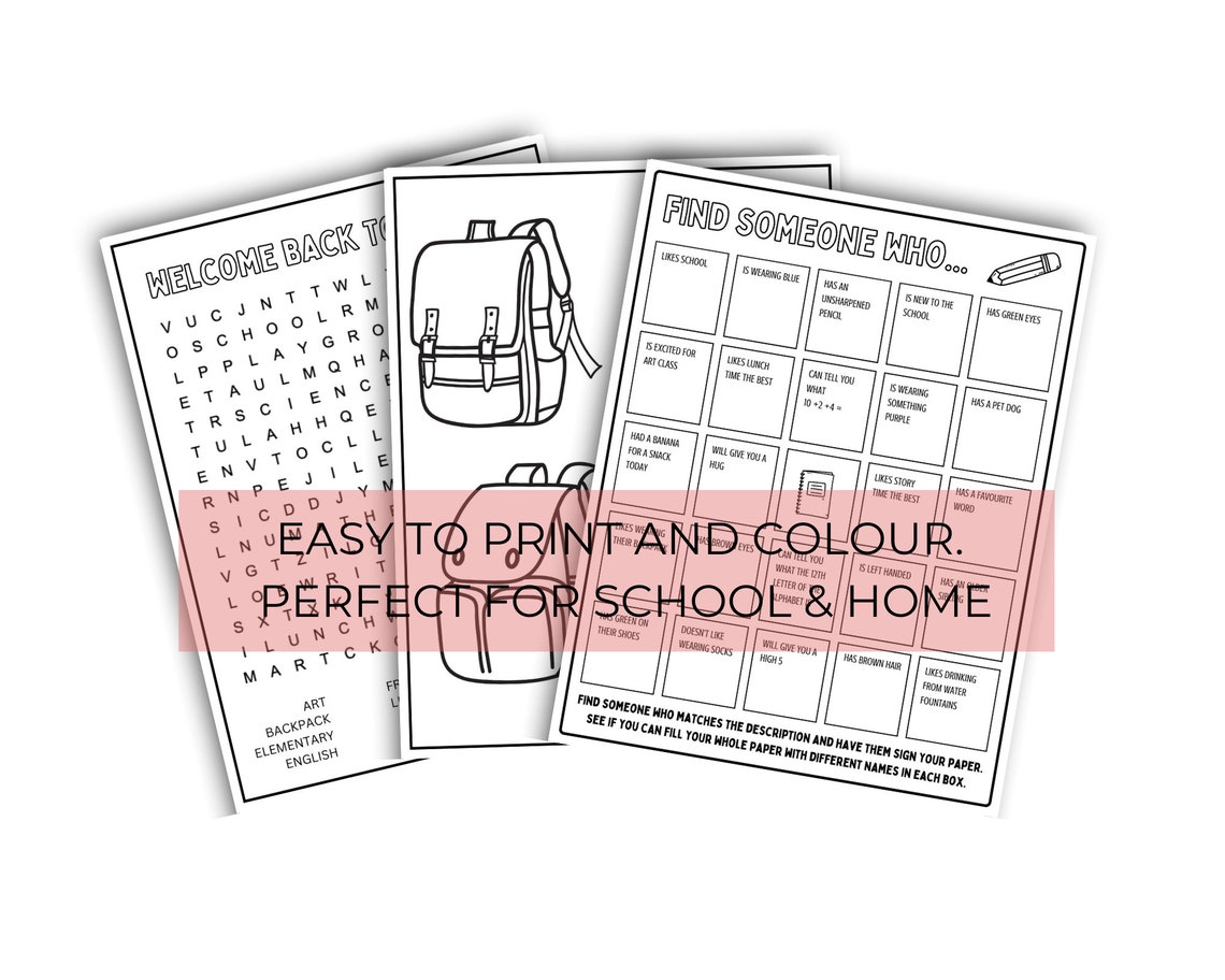 BACK TO SCHOOL Colouring and Activity Pages for Early Elementary ...