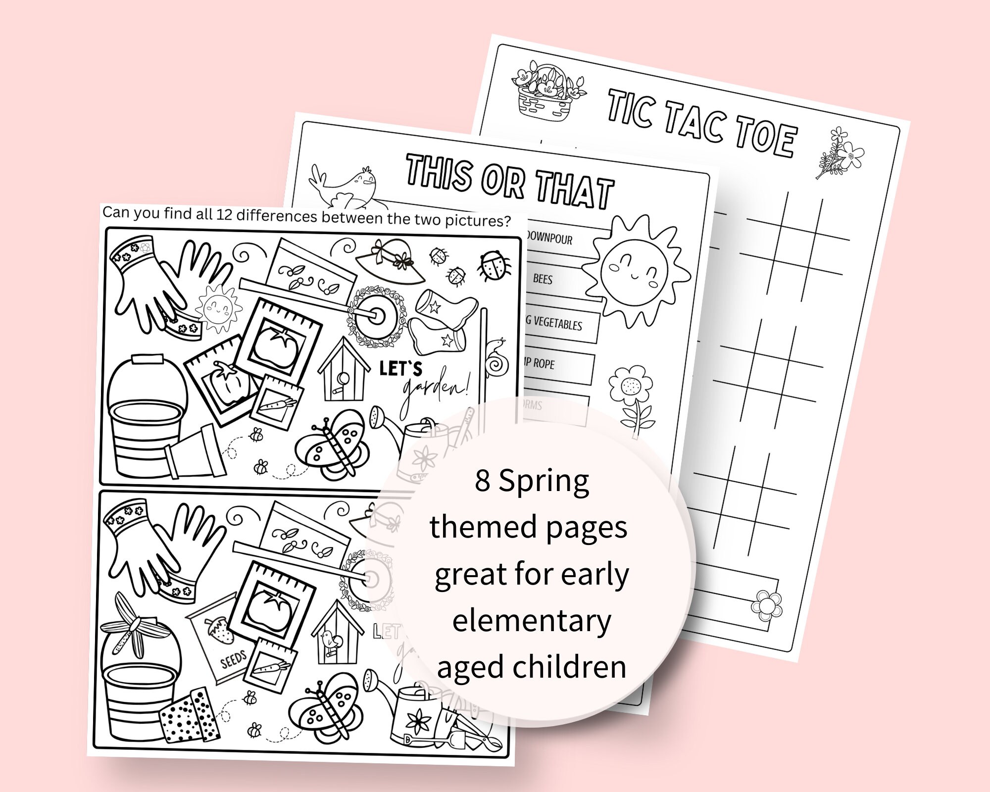 HELLO SPRING Activity & Colouring Pages for Early Elementary, Classroom ...