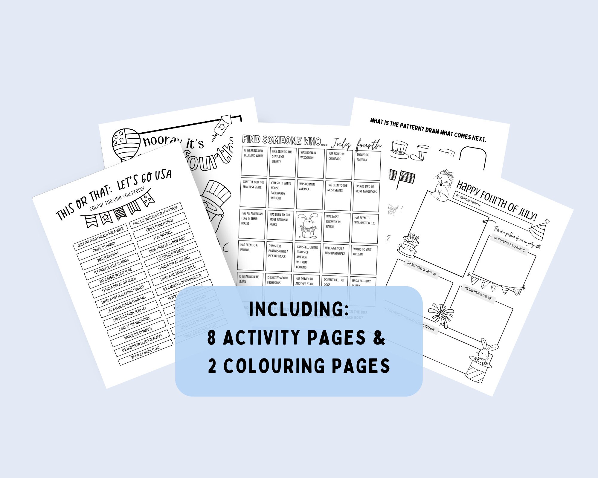 Fourth of July Colouring Pages Activity Printable, July Fourth Kids ...
