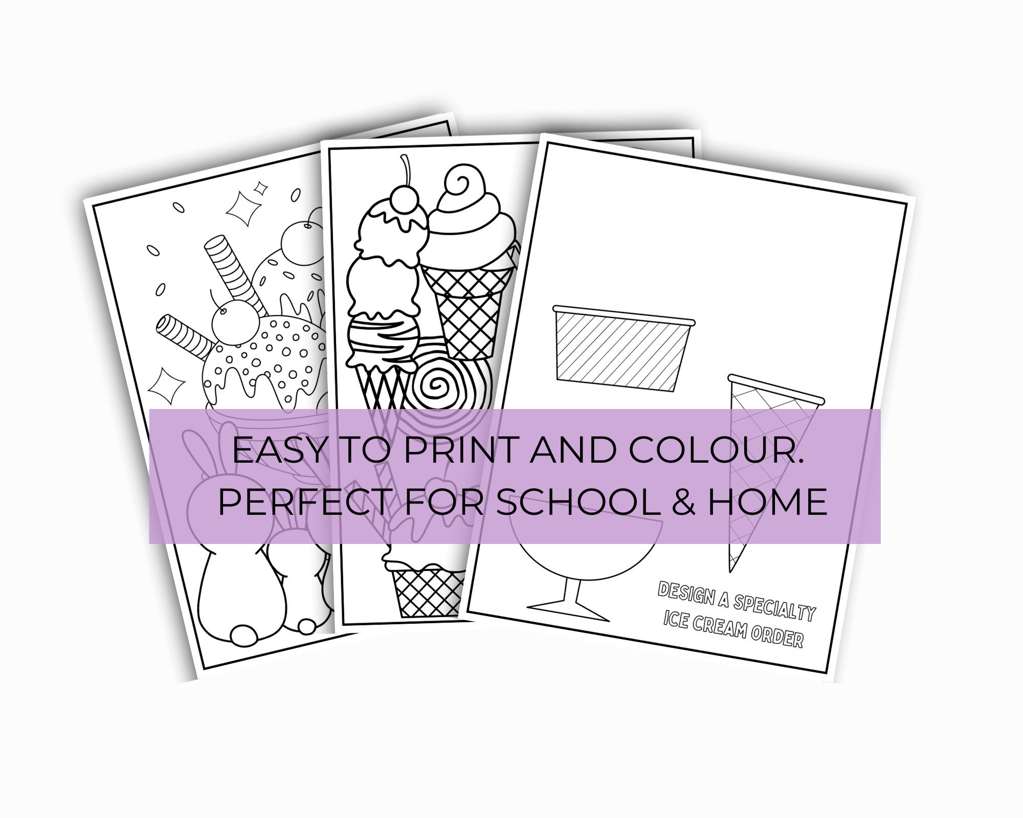 Ice Cream Colouring & Activity Pages for Kids, Ice Cream Themed ...