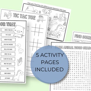 Printable Farm Animal Activity Book, Colouring Pages for Kids ...