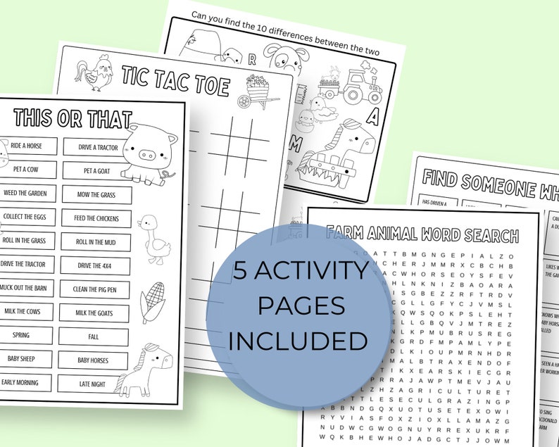 Printable Farm Animal Activity Book, Colouring Pages for Kids ...